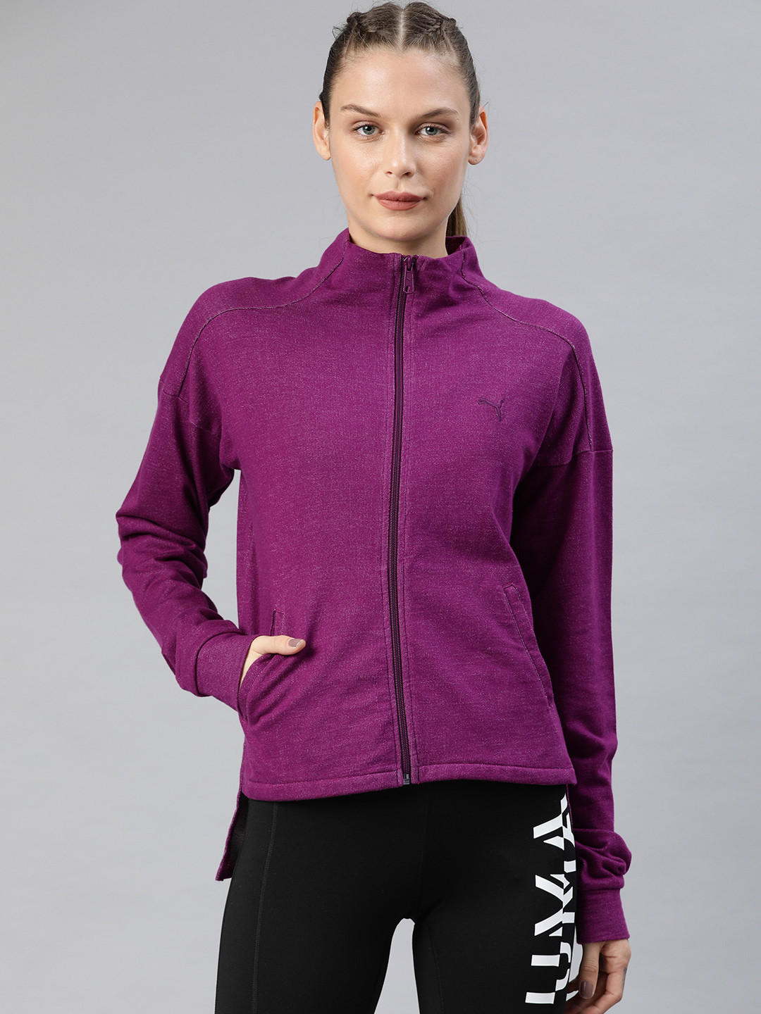 Buy Puma Women Purple Solid Sweat Jacket - Jackets for Women 12914660 ...