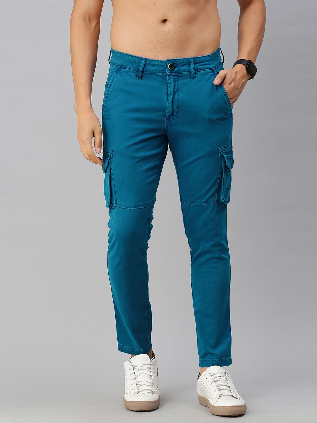 Buy Roadster Men Blue Cargos - Trousers for Men 12919464 | Myntra