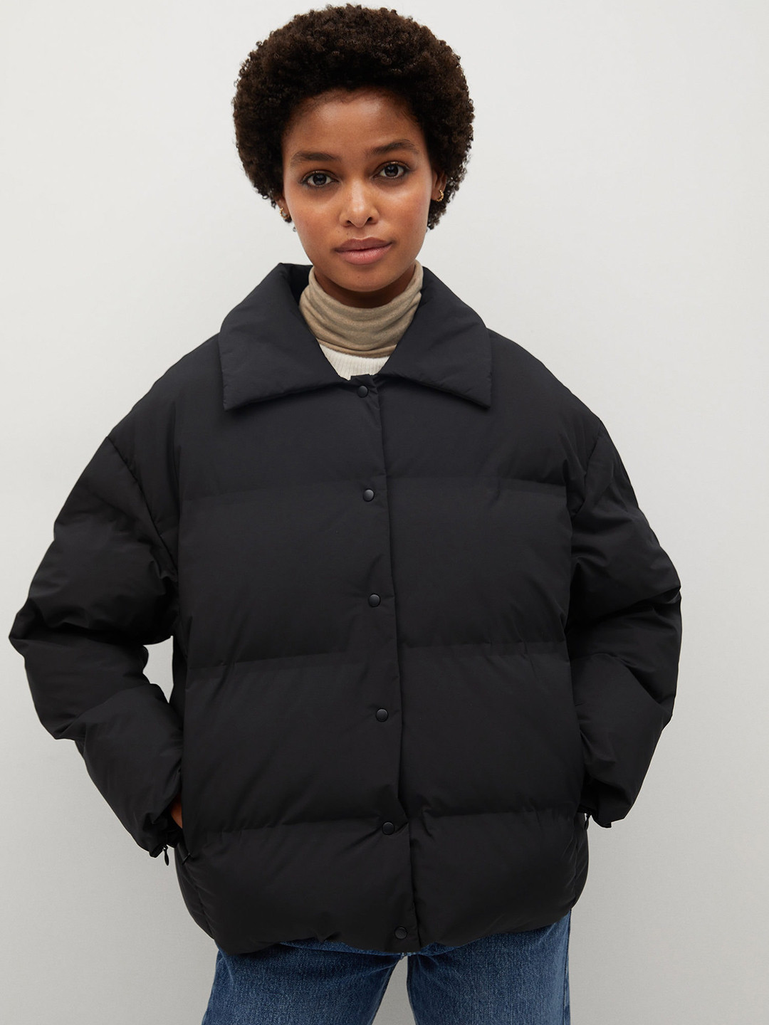 Buy MANGO Women Black Solid Puffer Jacket - Jackets for Women 12922340 ...
