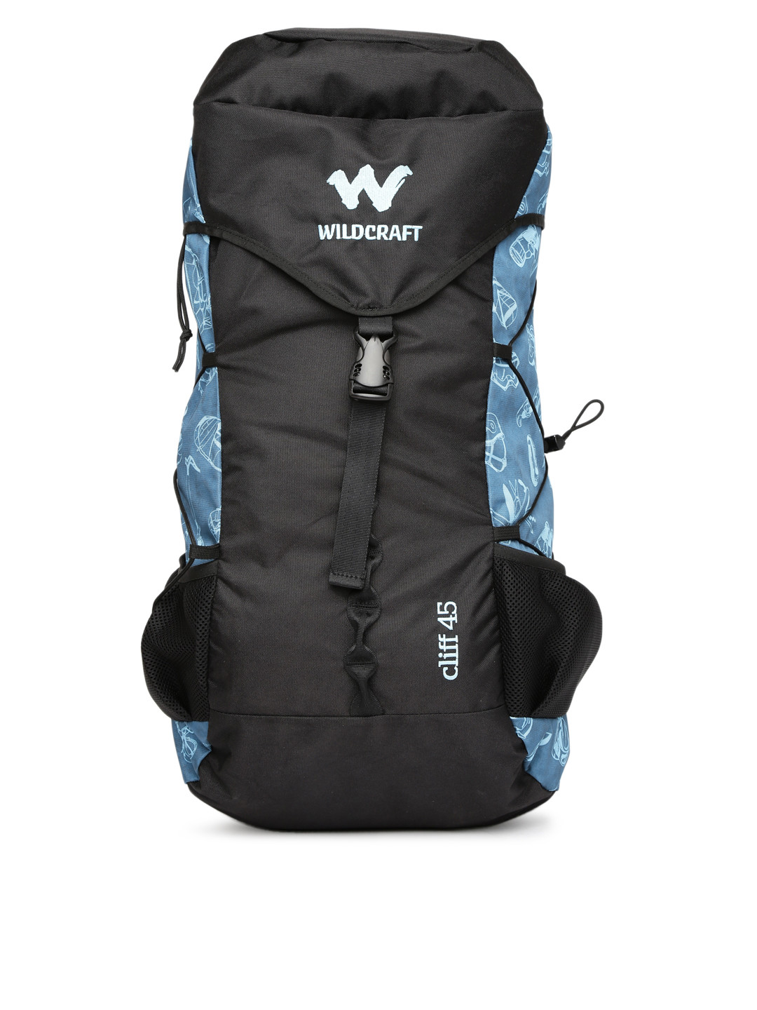 Buy Wildcraft Unisex Black & Blue Printed Cliff 45 Rucksack - Rucksacks ...