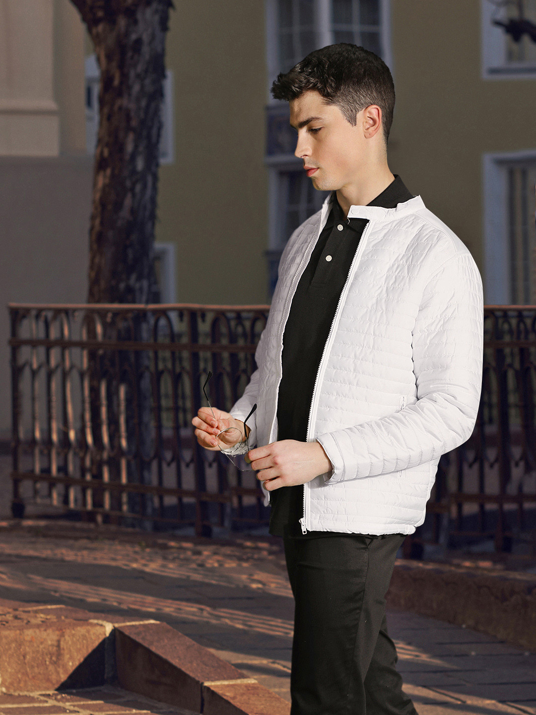 Buy HIGHLANDER Men White Striped Puffer Jacket - Jackets for Men ...