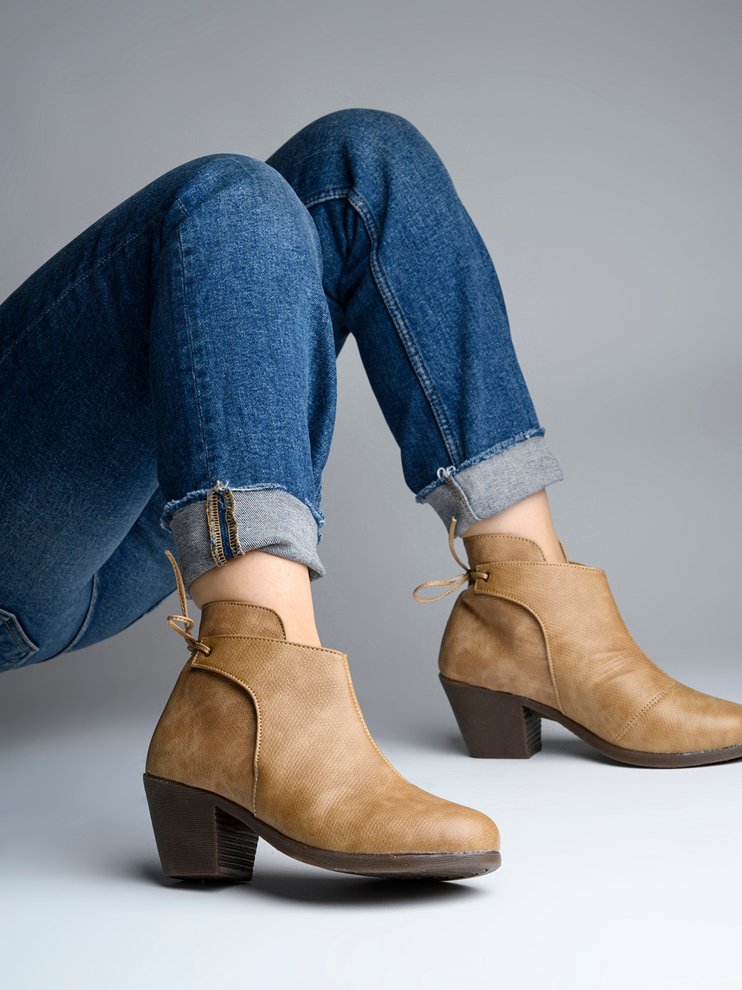 Buy Shoetopia Women Beige Solid Heeled Boots - Boots for Women 12960972 ...