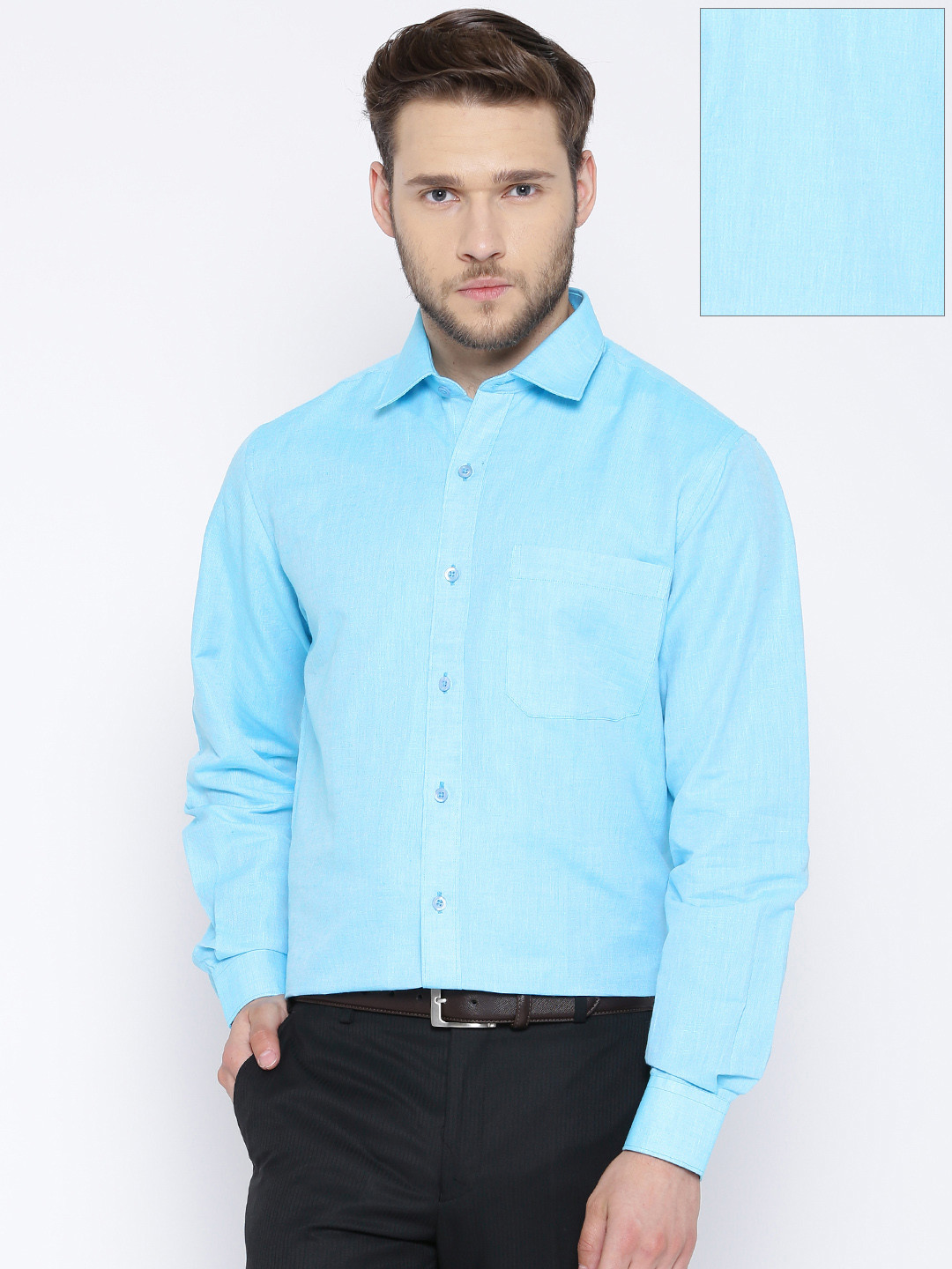 Buy John Players Blue Linen Blend Slim Formal Shirt - Shirts for Men ...