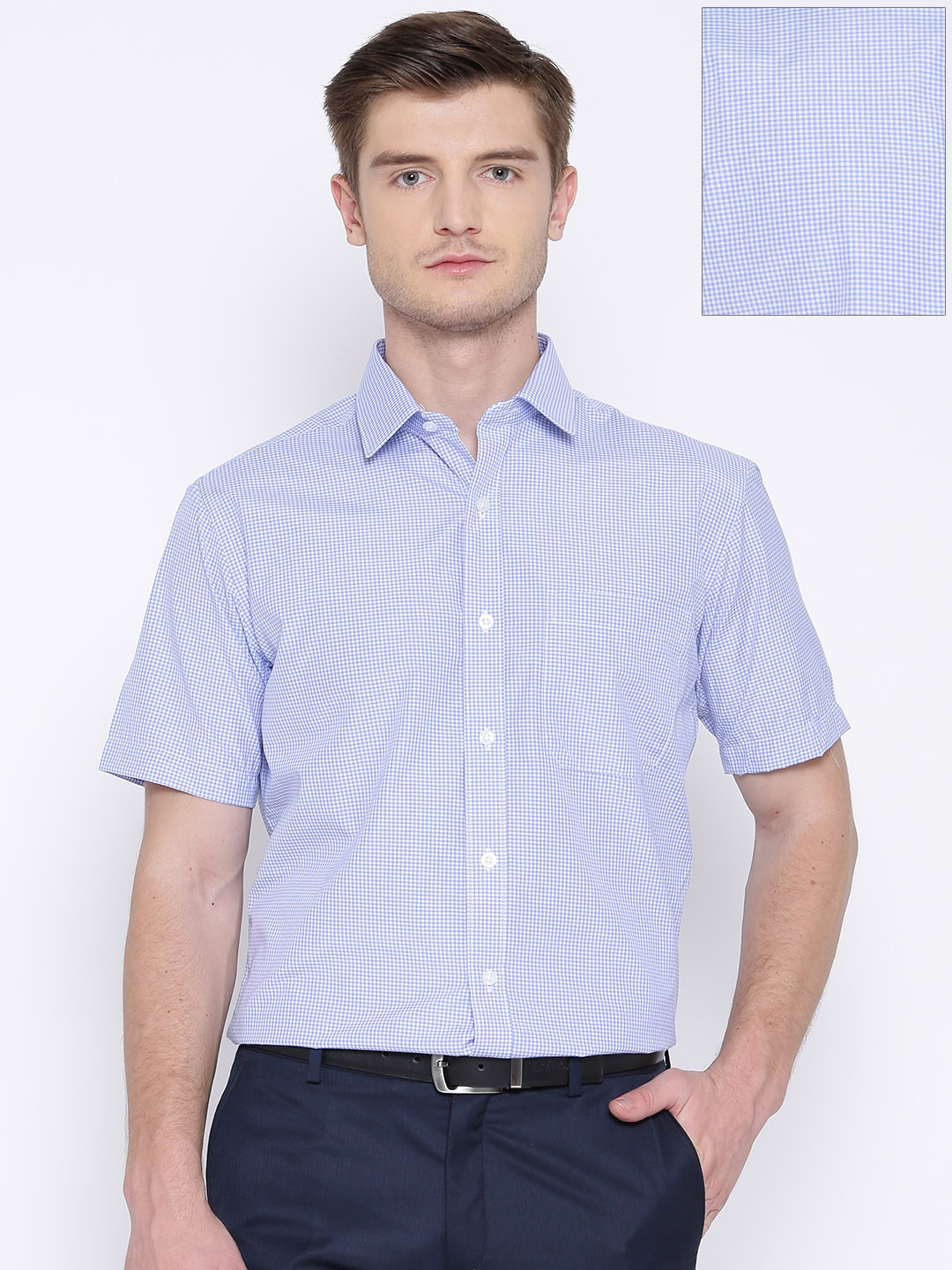 Buy John Players Blue Gingham Check Slim Formal Shirt - Shirts for Men ...