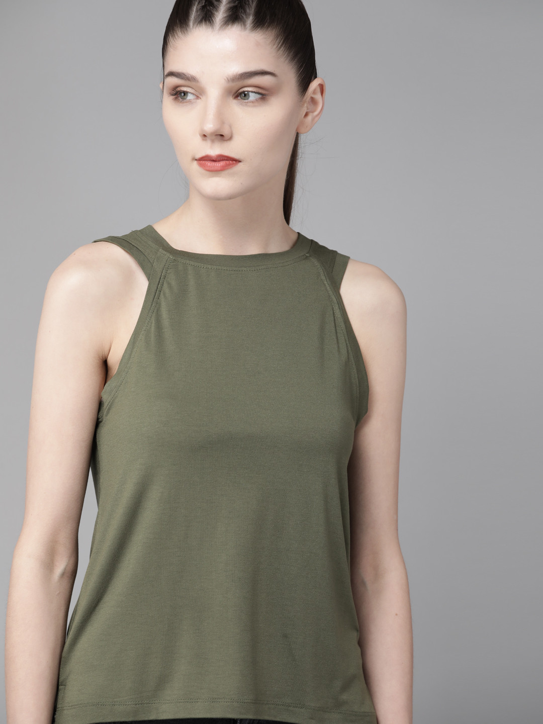 Buy Roadster Olive Green Anti Bacterial Raglan Tank Top - Tops for ...