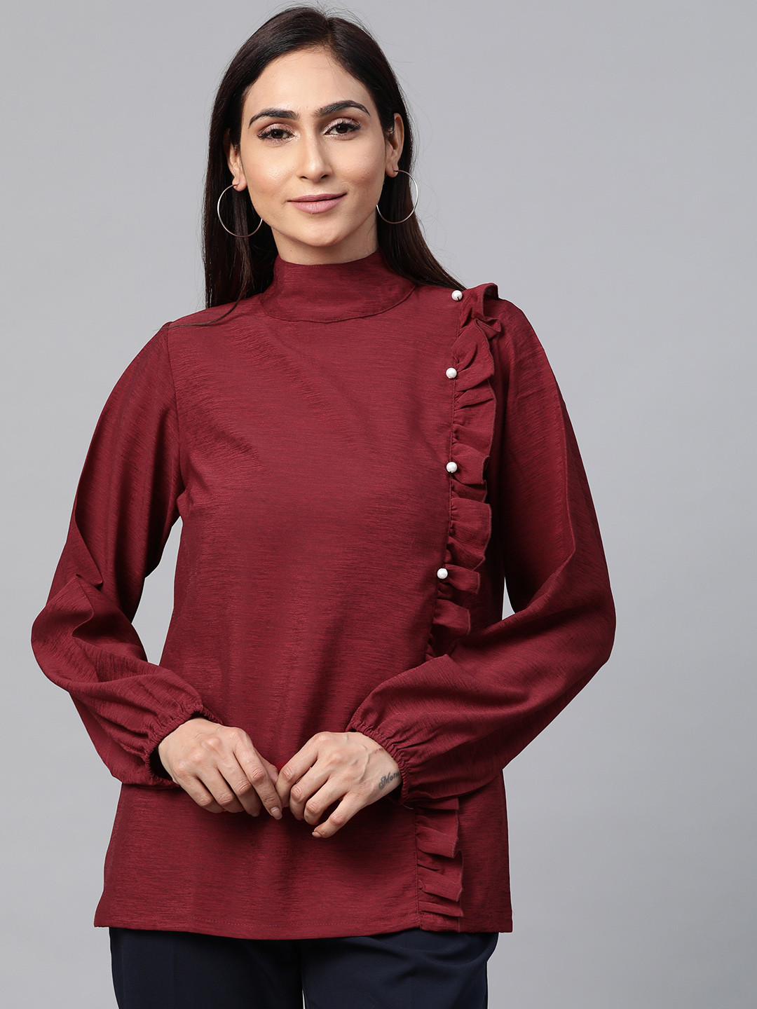 Buy PlusS Women Maroon Solid Top - Tops for Women 12991358 | Myntra