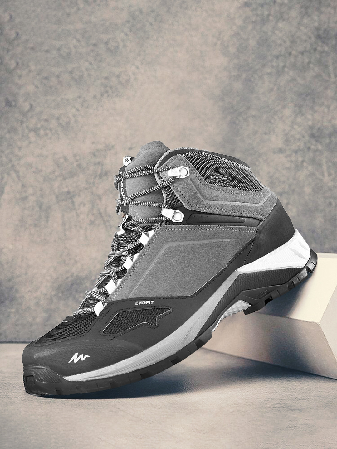 Buy FORCLAZ By Decathlon Men Black And Grey Waterproof Hiking Shoes ...