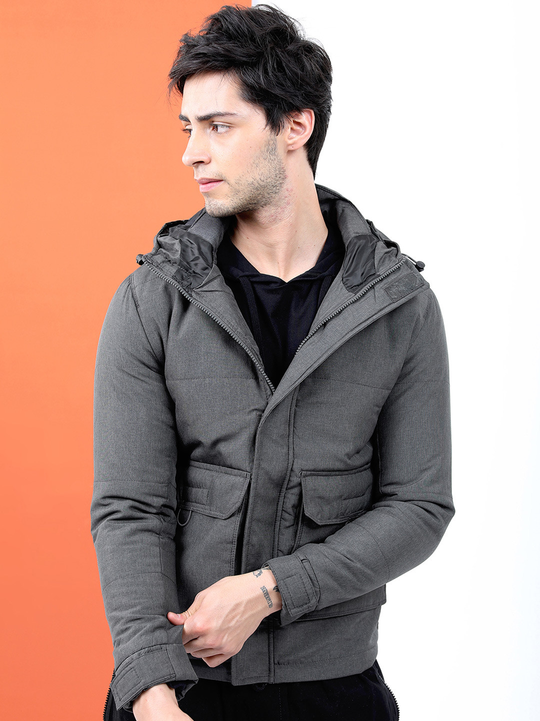 Buy HIGHLANDER Men Black Solid Padded Jacket - Jackets for Men 13004706 ...