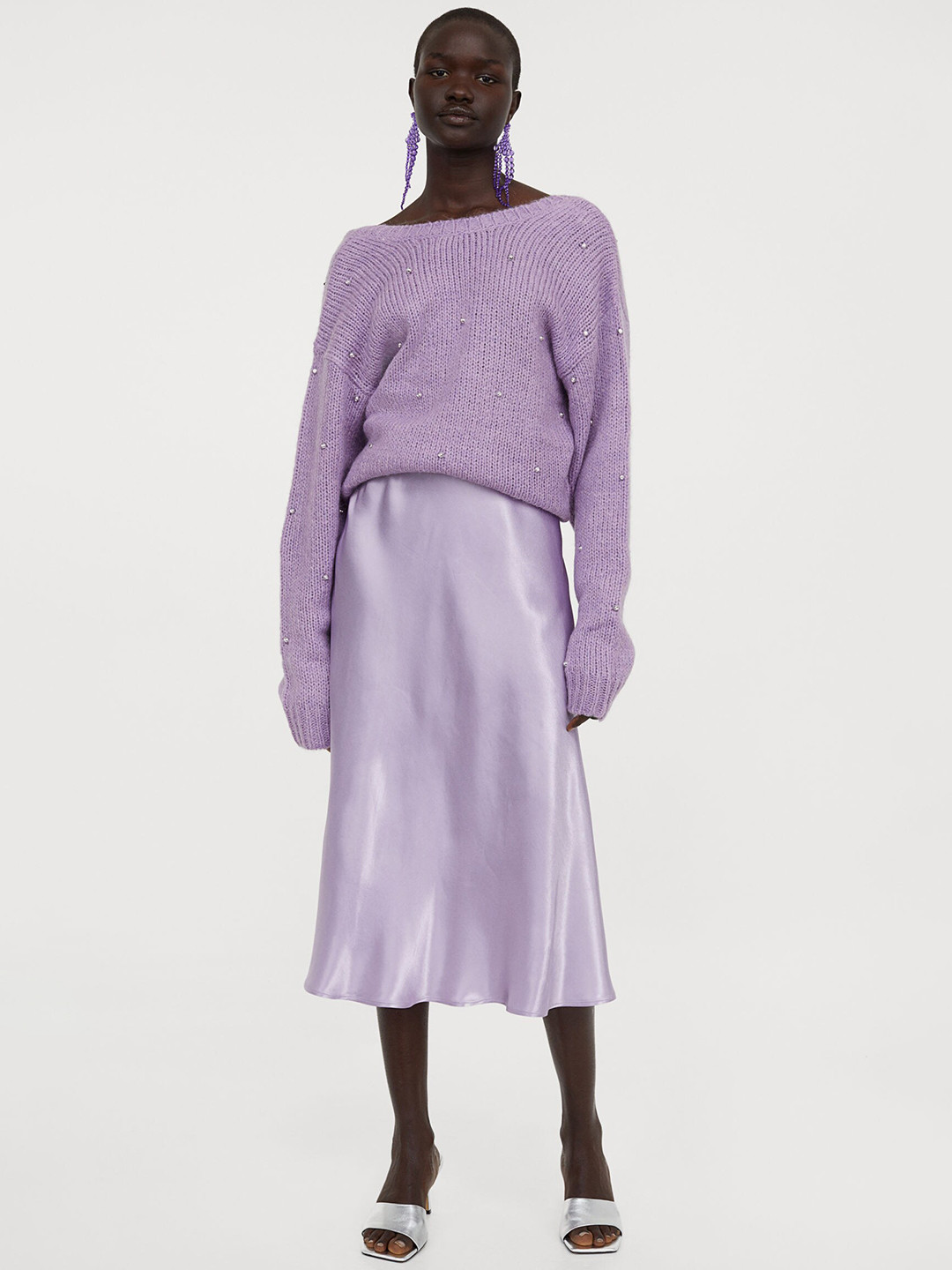 Buy H&M Lavender Knitted Jumper - Sweaters for Women 13015084 | Myntra