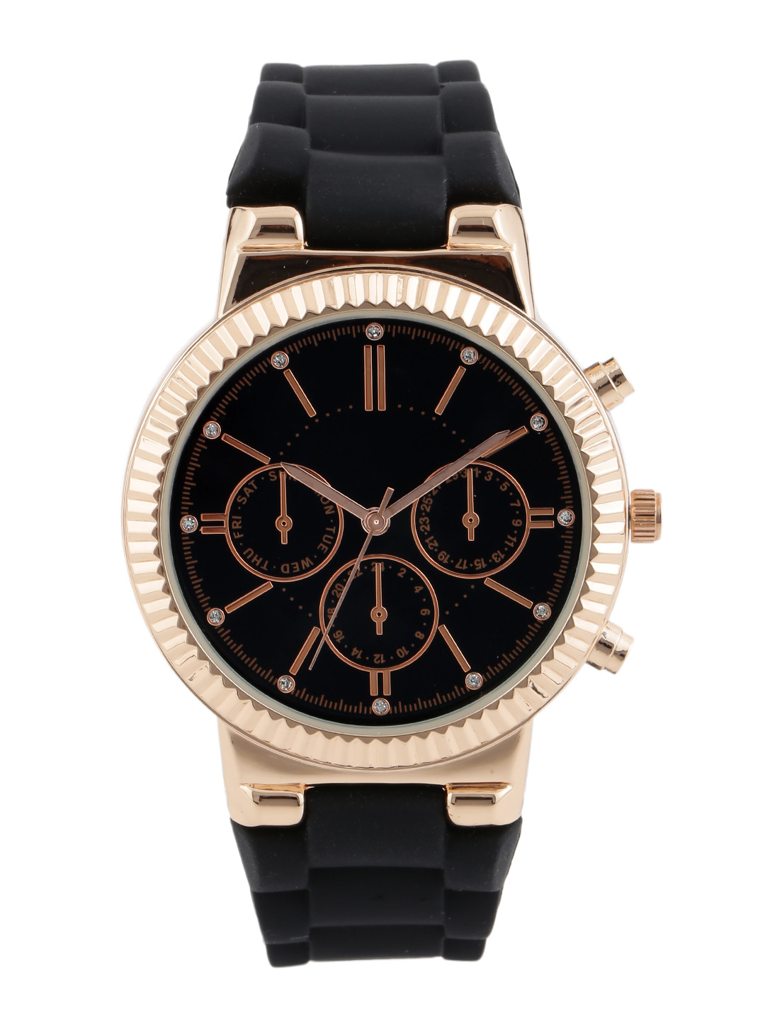 Buy New Look Women Black Stone Studded Dial Watch 3497267 - Watches for ...