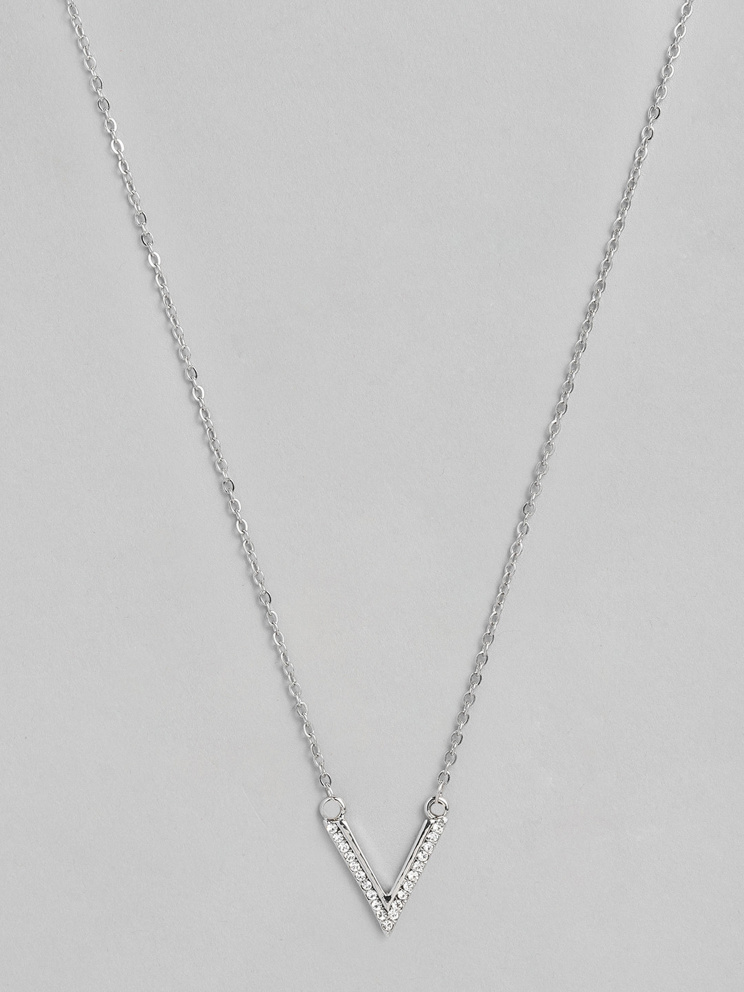 Buy Justpeachy Silver Plated V Shaped Chain - Necklace And Chains for ...
