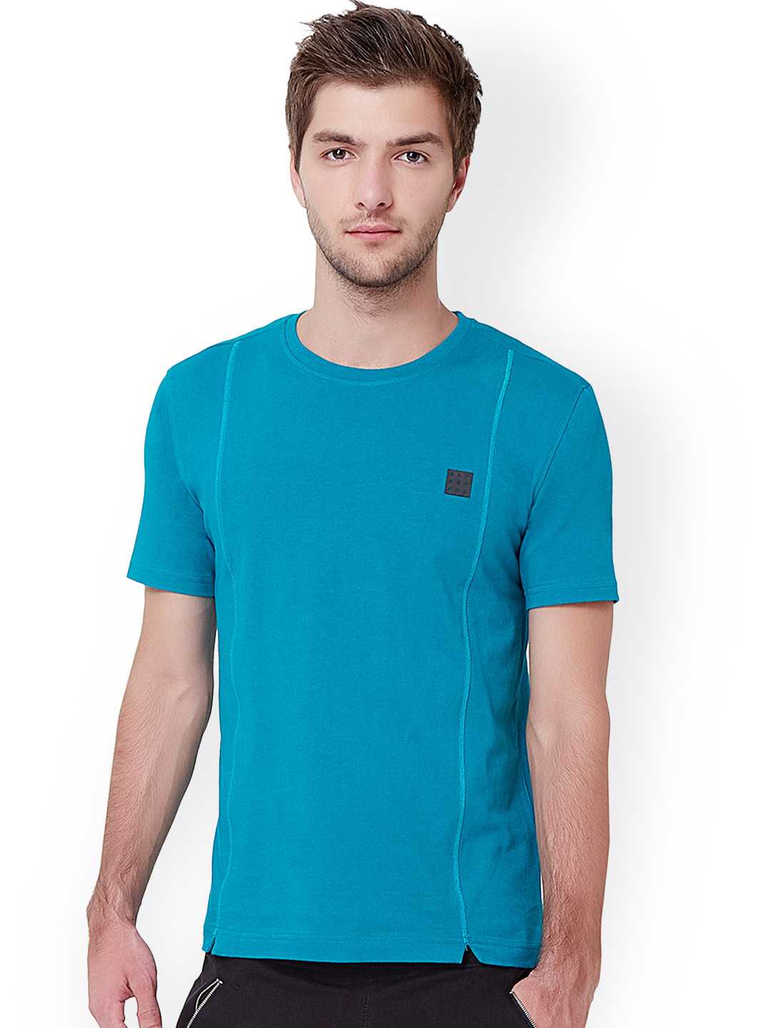 Buy ELABORADO Turquoise Blue Slim Fit T Shirt - Tshirts for Men 1304201 ...