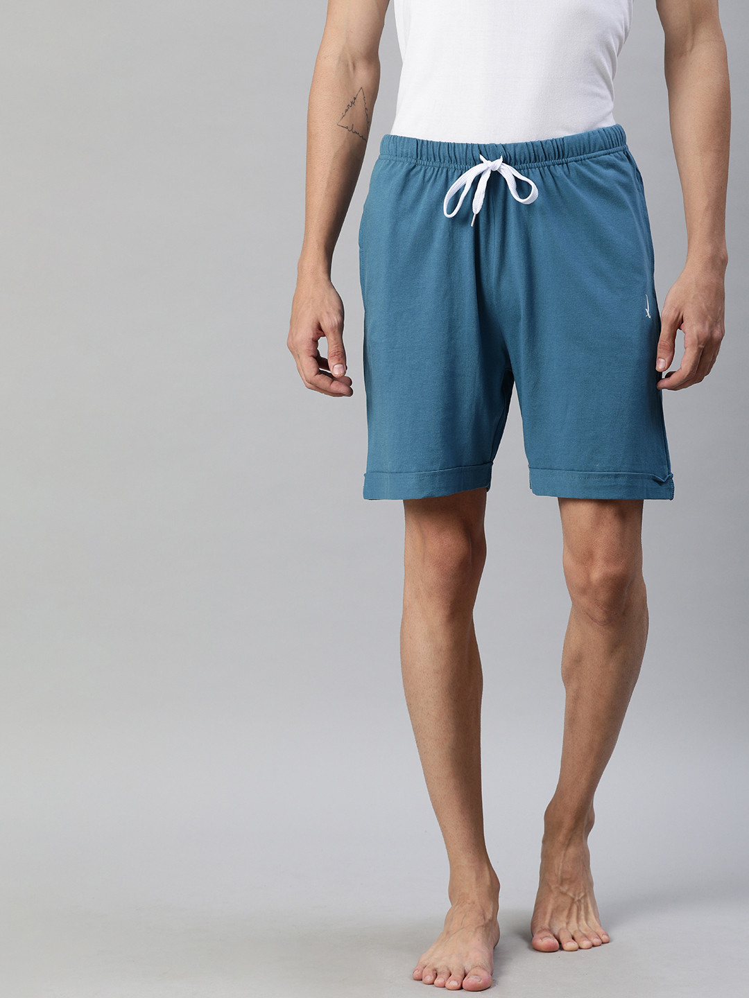 Buy QUARANTINE Men Blue Solid Lounge Shorts - Lounge Shorts for Men ...