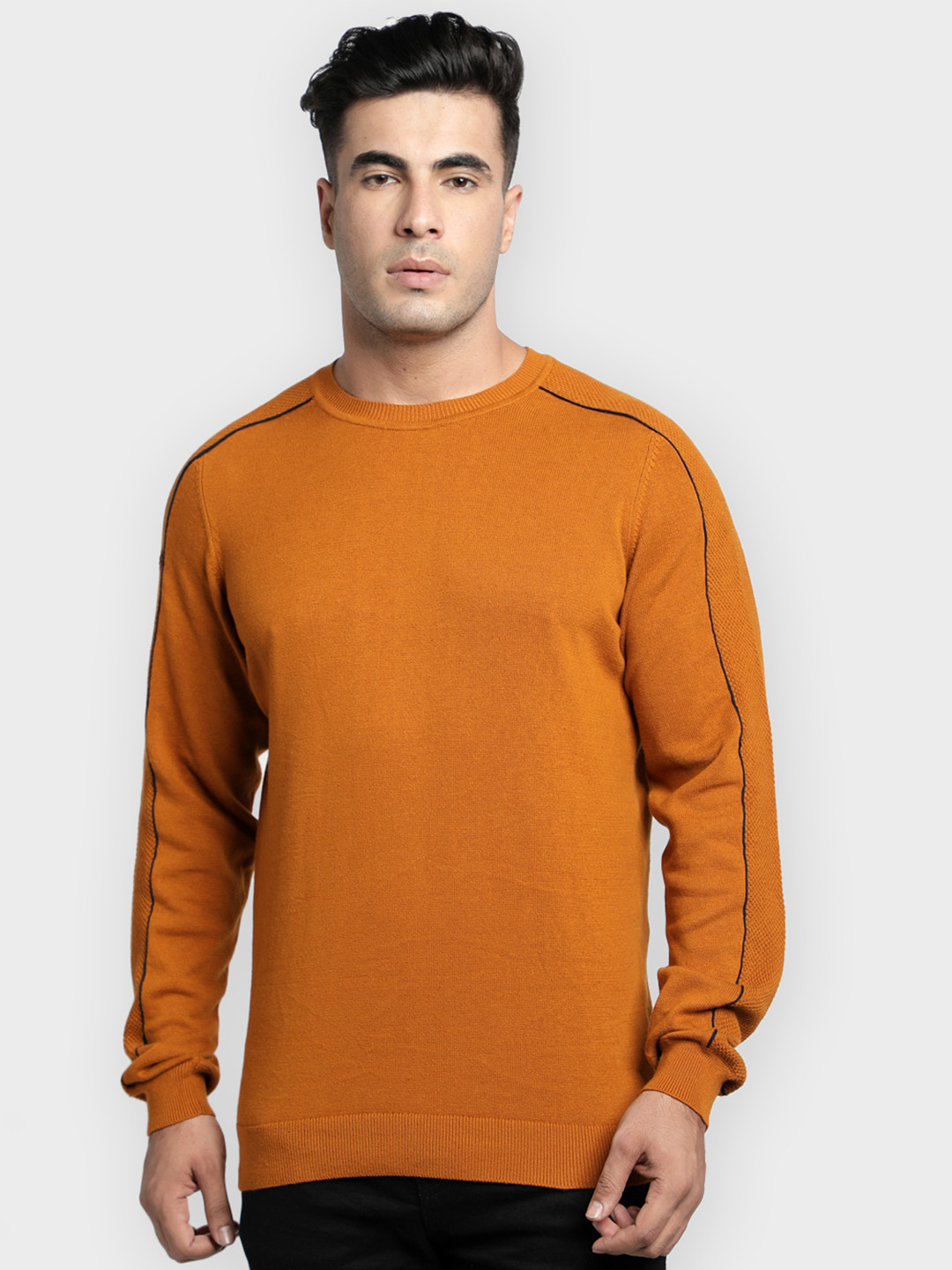 Buy Red Tape Men Rust Brown Solid Pullover Sweater - Sweaters for Men ...