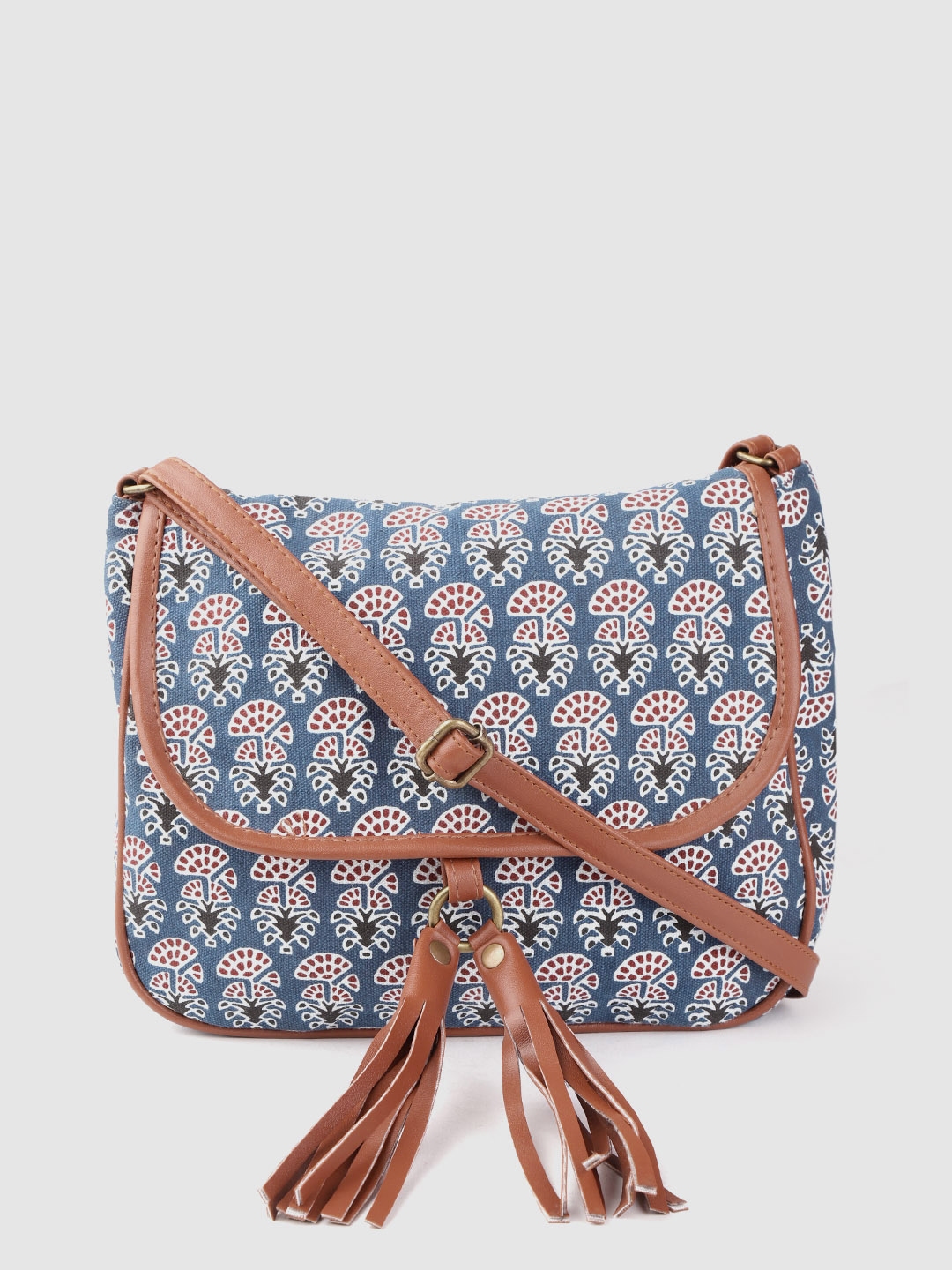 Buy Anouk Women Navy Blue & White Ethnic Motifs Print Sling Bag With ... Buy Anouk Women Navy Blue & White Ethnic Motifs Print Sling Bag With ...