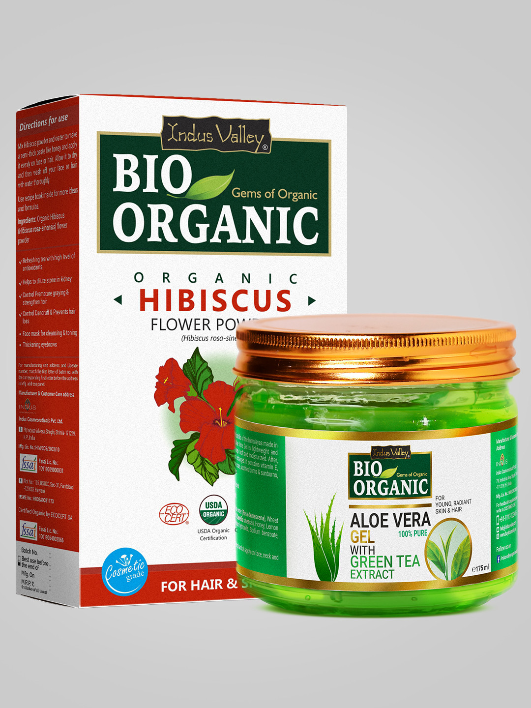 Buy Indus Valley Hibiscus Powder & Aloe Veragel Combo - Face Wash And ...