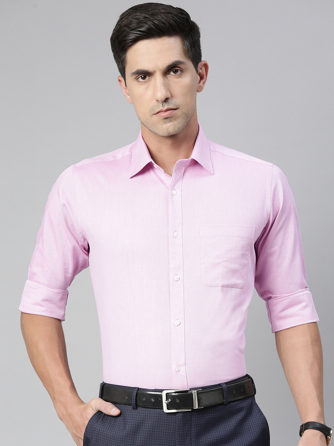 Buy Raymond Men Pink Slim Fit Solid Formal Shirt - Shirts for Men ...