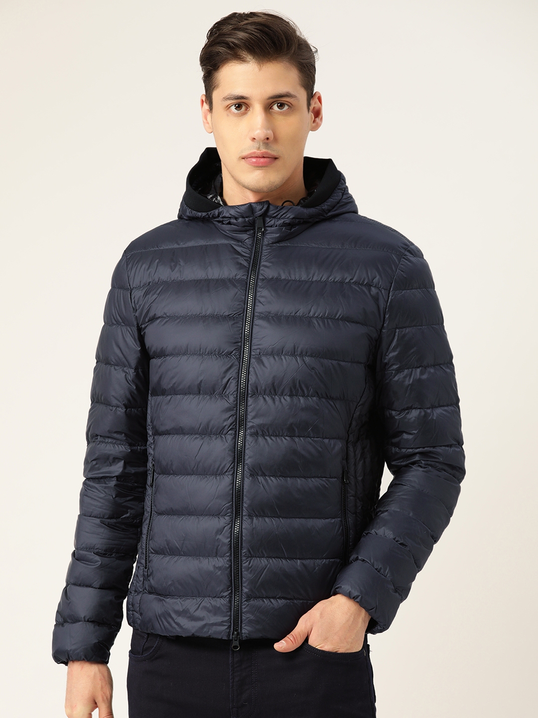Buy Geox Men Navy Blue Solid Hooded Lightweight Puffer Down Jacket ... Buy Geox Men Navy Blue Solid Hooded Lightweight Puffer Down Jacket ...