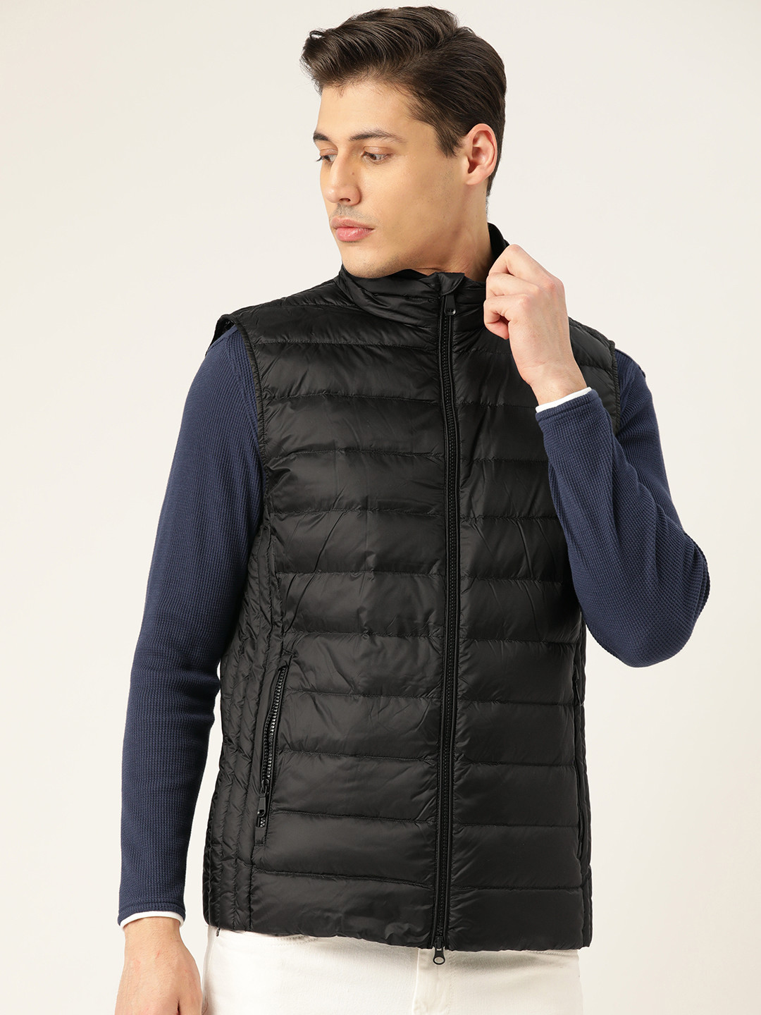 Buy Geox Men Black Solid Lightweight Puffer Down Jacket - Jackets for ...