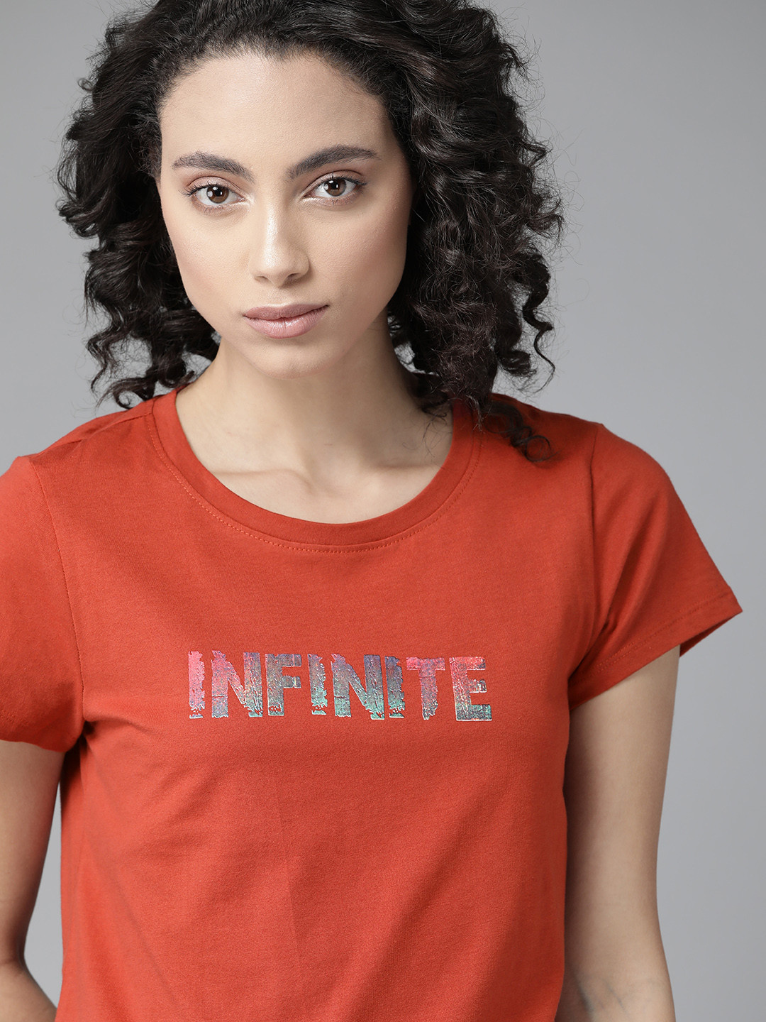 Buy The Roadster Lifestyle Co Women Rust Orange Pure Cotton Printed ...