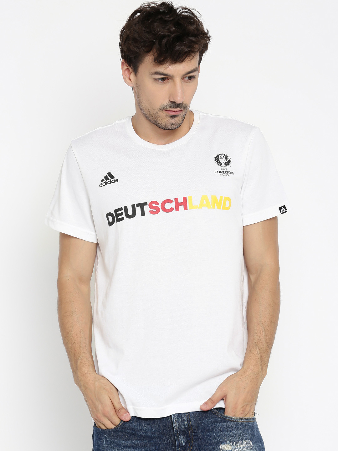 Buy ADIDAS White Germany Printed Football T Shirt - Tshirts for Men ...