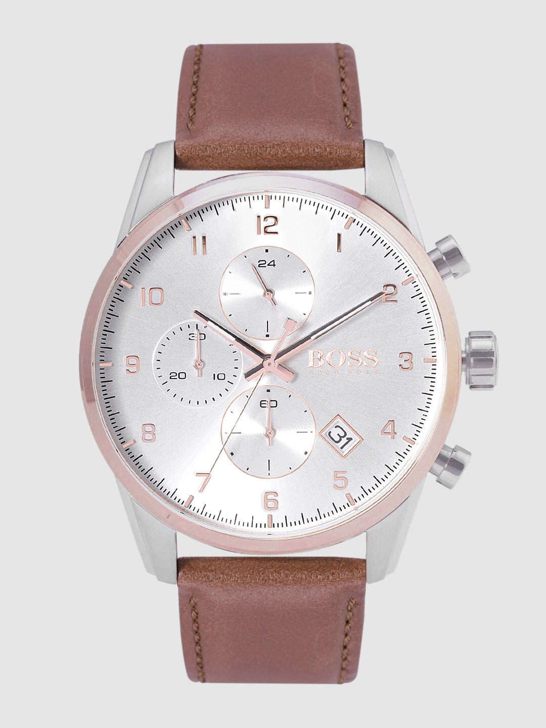 Buy Hugo Boss Men Silver Toned Skymaster Chronograph Analogue Watch ...