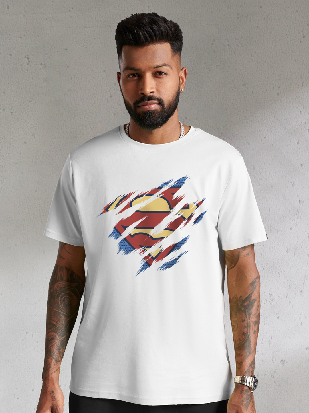 Buy The Souled Store Men White Superman Printed Round Neck T Shirt ...