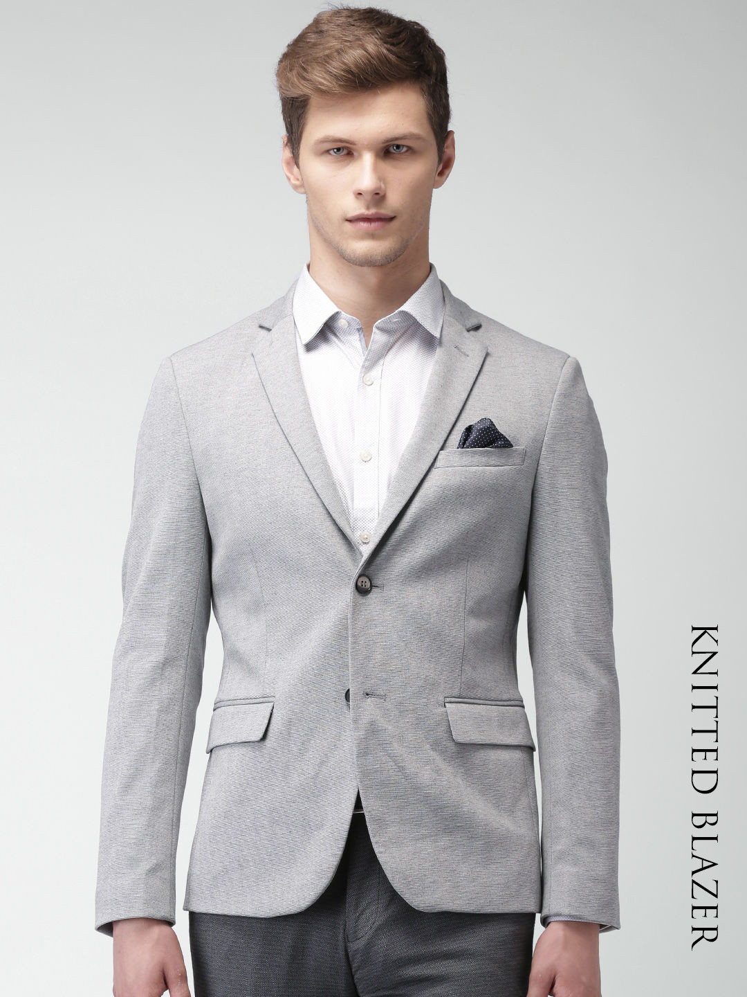 Buy INVICTUS Grey Slim Fit Single Breasted Smart Casual Blazer ...