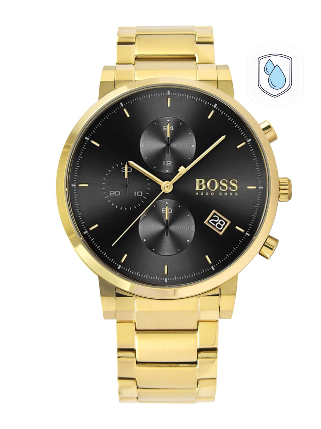 Buy Hugo Boss Men Black & Gold Toned Analogue Watch - Watches for Men ...