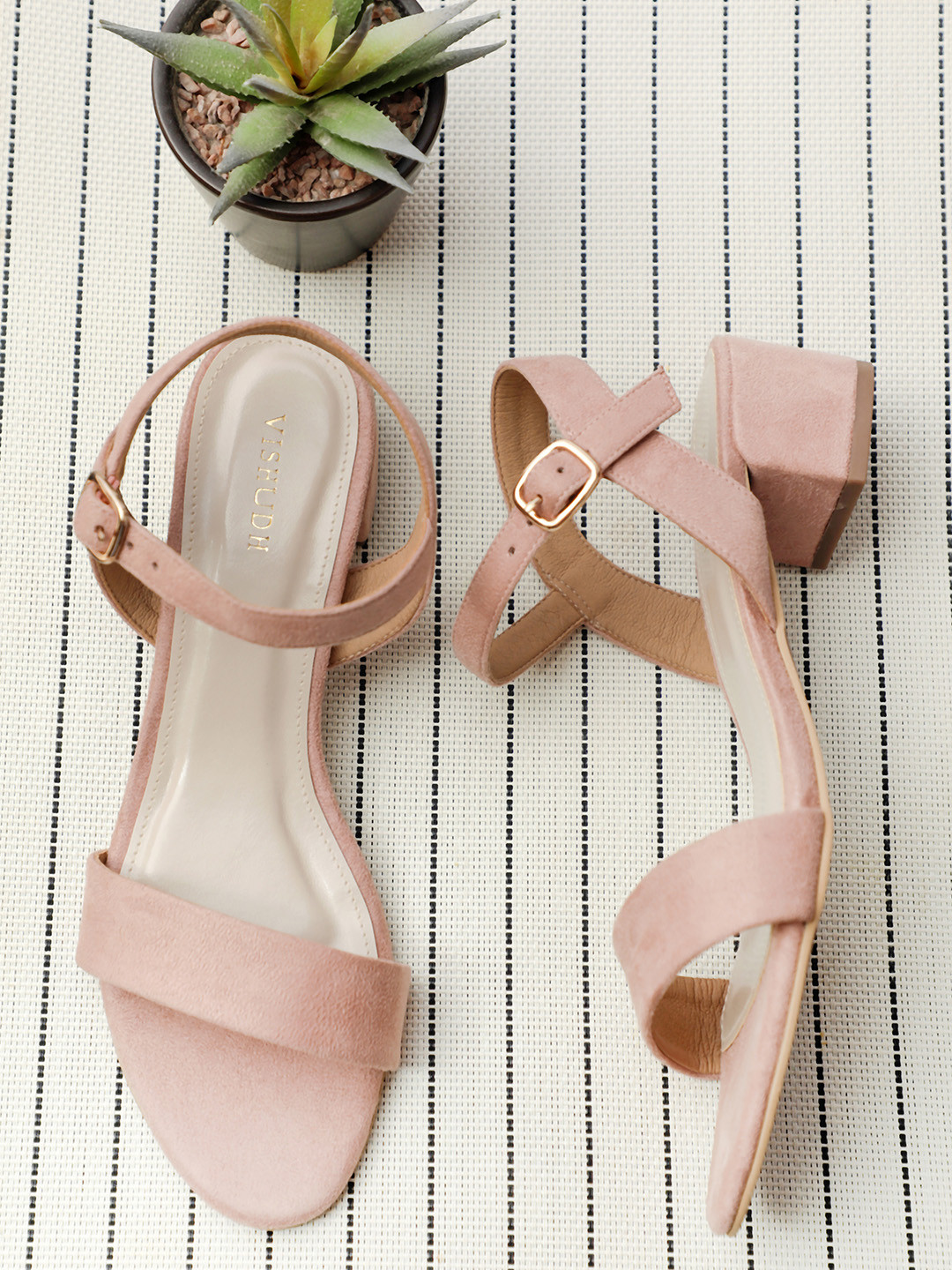 Buy Vishudh Women Nude Coloured Solid Sandals - Heels for Women ...