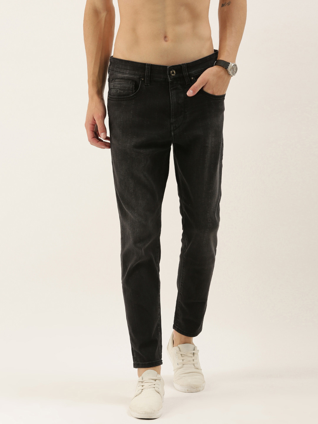 Buy Flying Machine Men Black MJ Mankle Fit Mid Rise Clean Look ...