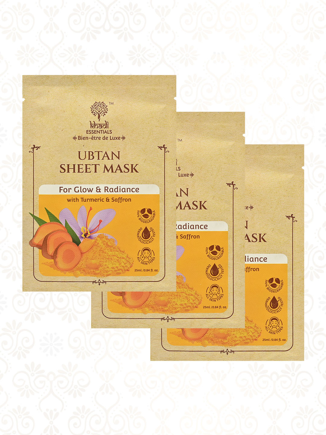 Buy Khadi Essentials Ubtan Serum Sheet Mask For Radiance & Anti Pigmentation With Haldi - Sheet ...