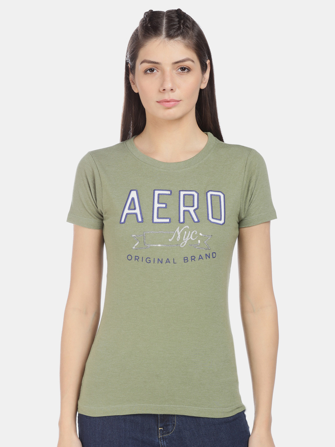 Buy Aeropostale Women Green Printed Round Neck T Shirt - Tshirts for ...