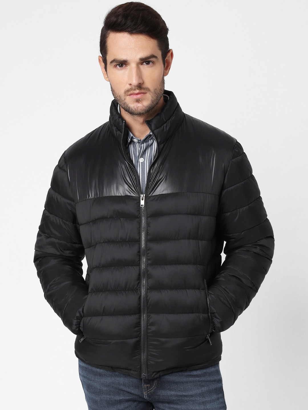 Buy SELECTED Men Black Solid Puffer Jacket - Jackets for Men 13234286 ...