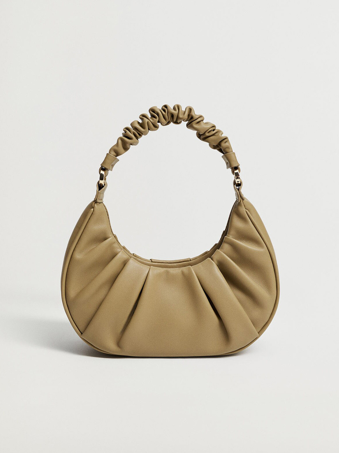 Buy MANGO Olive Green Ruched Effect Handheld Bag - Handbags for Women ...