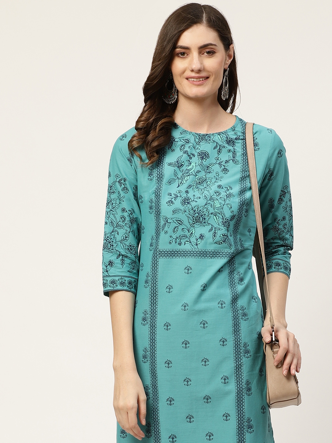 Buy Anouk Women Blue Ethnic Motifs Printed Pure Cotton Kurta Kurtas
