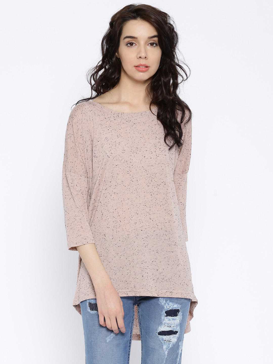 Buy ONLY Peach Coloured Speckled Boxy Top - Tops for Women 1323854 | Myntra