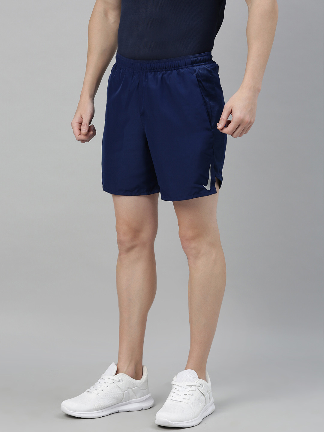 Buy Nike Men Navy Blue Solid Dri FIT CHLLGR SHORT 7IN BF Regular Fit ...