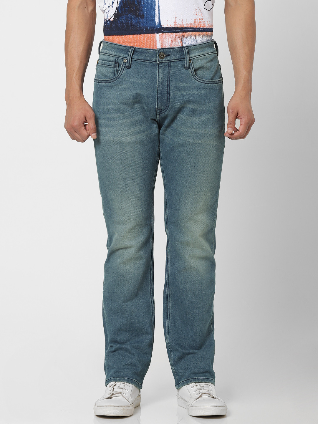 Buy Jack & Jones Men Blue Clark Regular Fit Mid Rise Clean Look ...