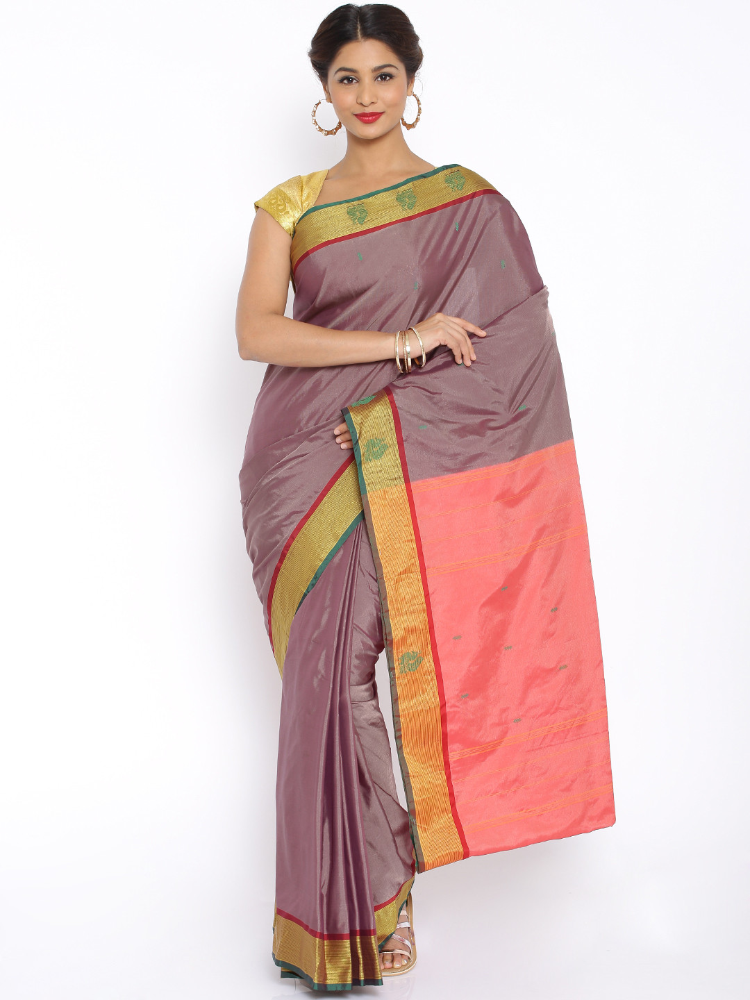 Buy Pothys Burgundy Arani Pattu Silk Traditional Saree - Sarees for ...