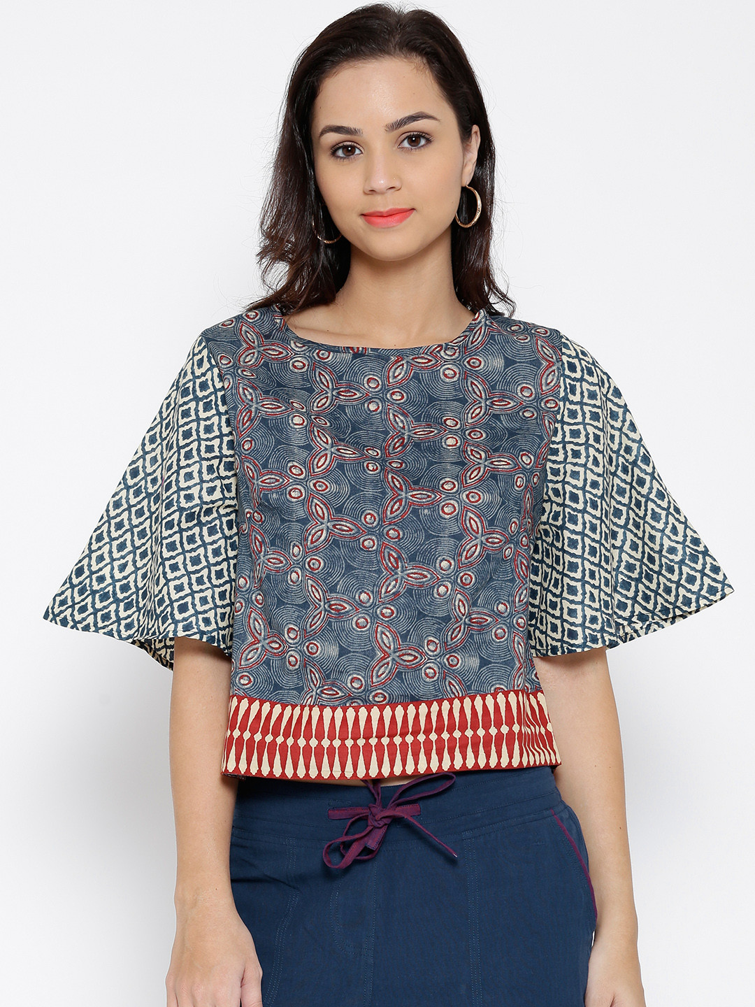 Buy BIBA Blue Printed Top - Tops for Women 1327229 | Myntra