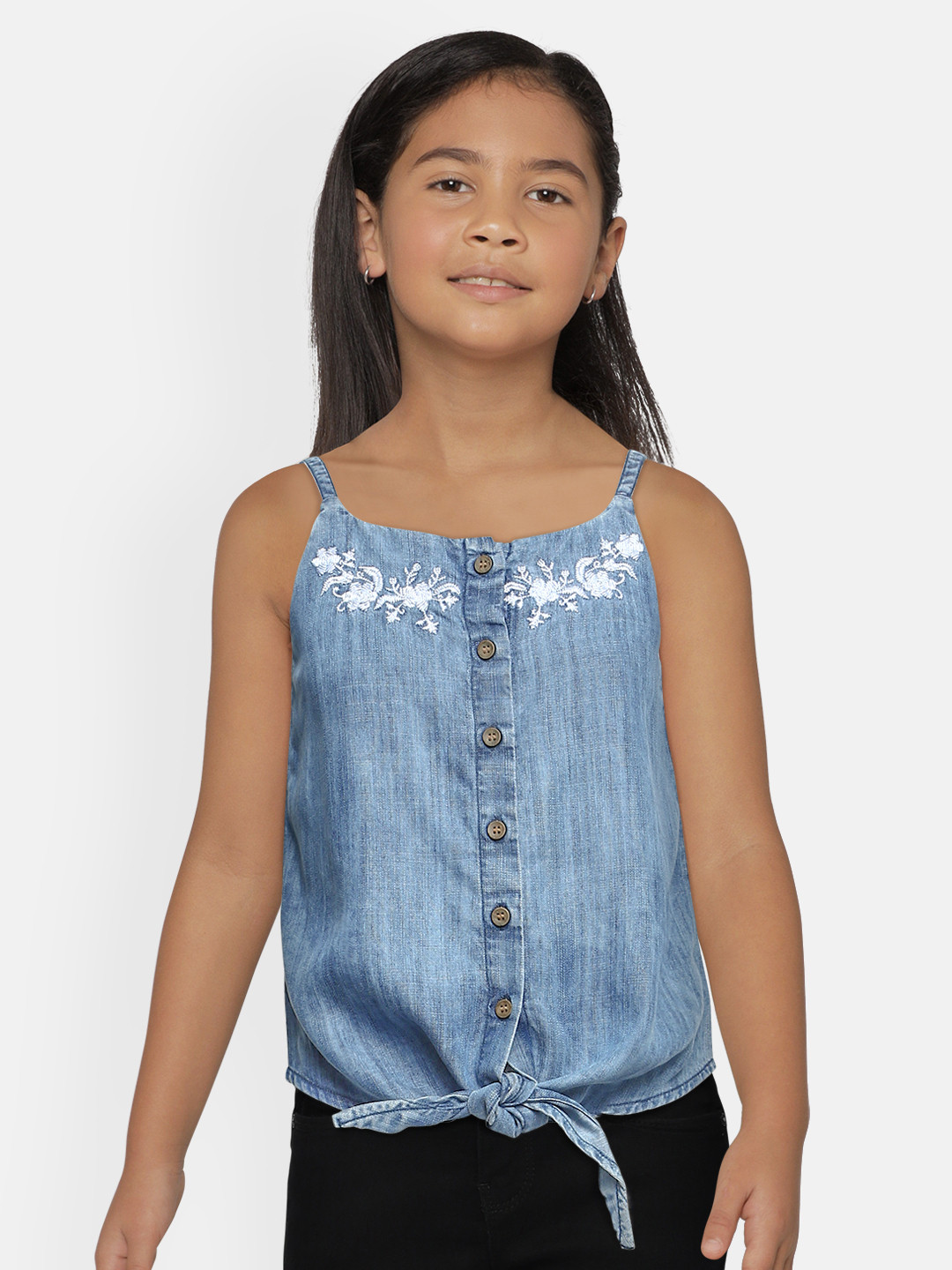 Buy Global Desi Girls Blue Embroidered Top - Tops for Girls 13281890 ...