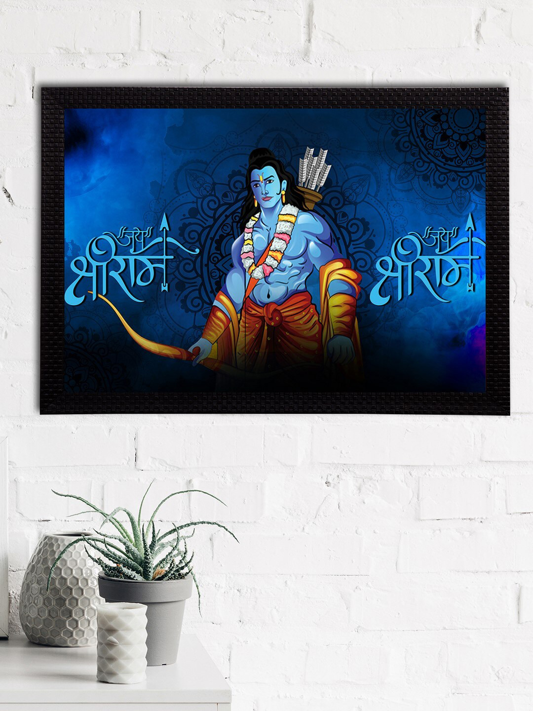 Buy ECraftIndia Blue & Black Lord Ram Satin Matt Texture UV Art ...