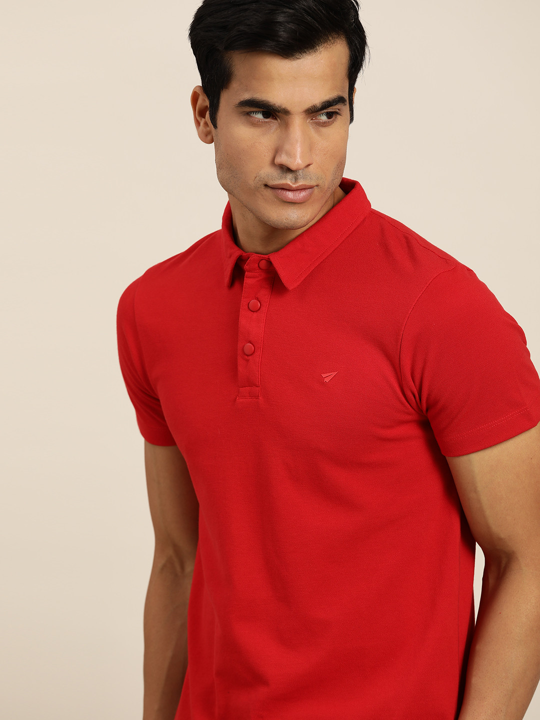 Buy INVICTUS Men Red Solid Pure Cotton Polo Collar Sports Pure Cotton T ...