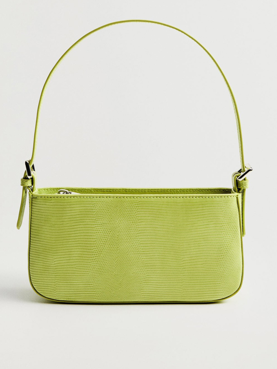 Buy MANGO Lime Green Mini Snakeskin Textured Handheld Bag - Handbags ...