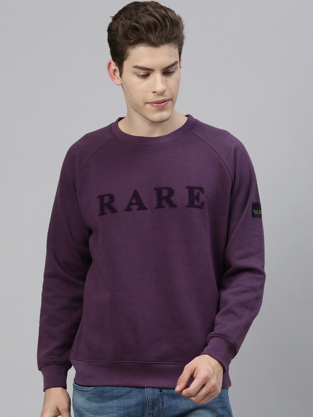 Buy RARE RABBIT Men Purple Self Design Sweatshirt - Sweatshirts for Men ...