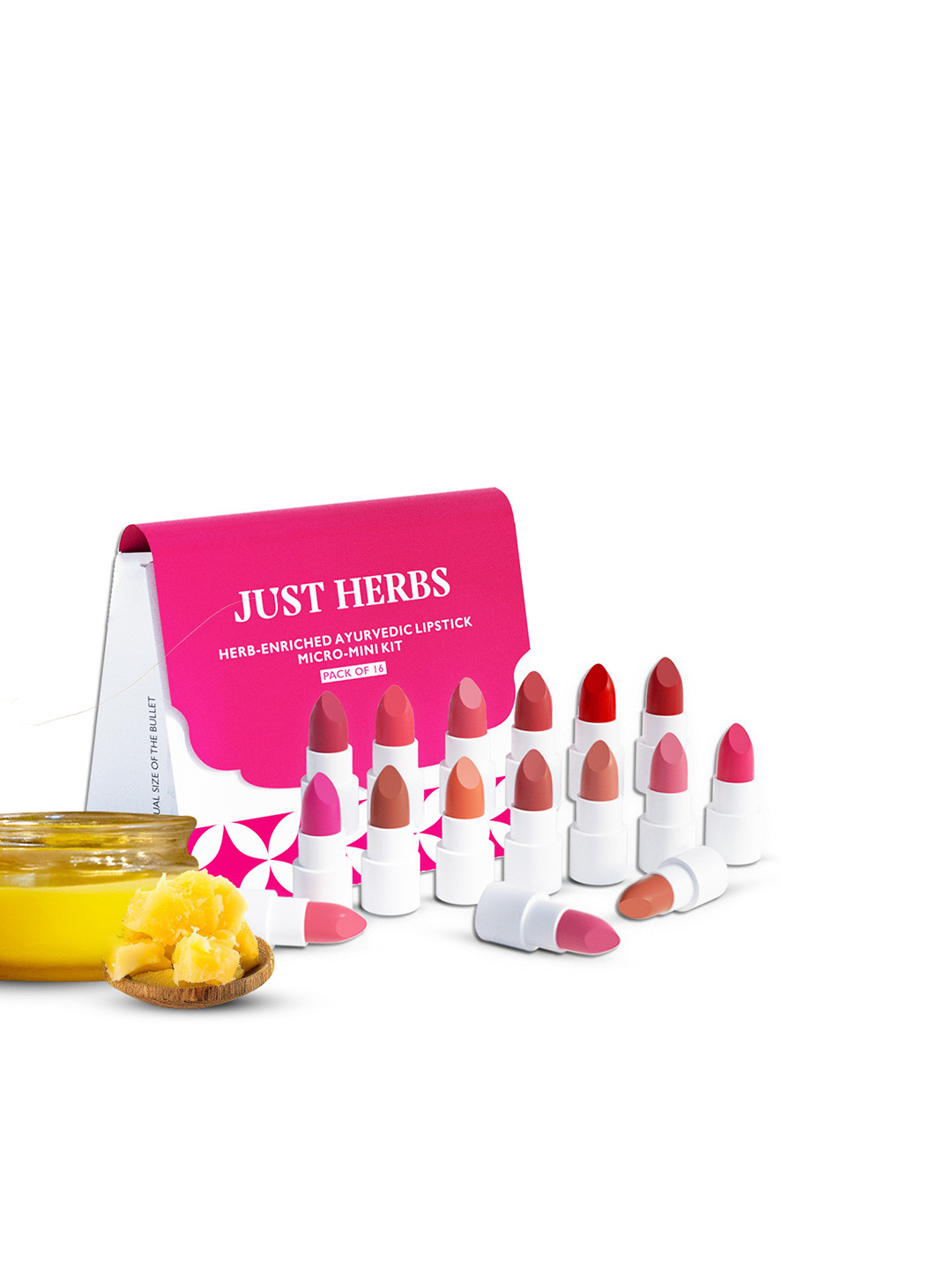 Buy Just Herbs Ayurvedic Matte Lipstick Micro Mini Trial Kit Set Of 16 ...