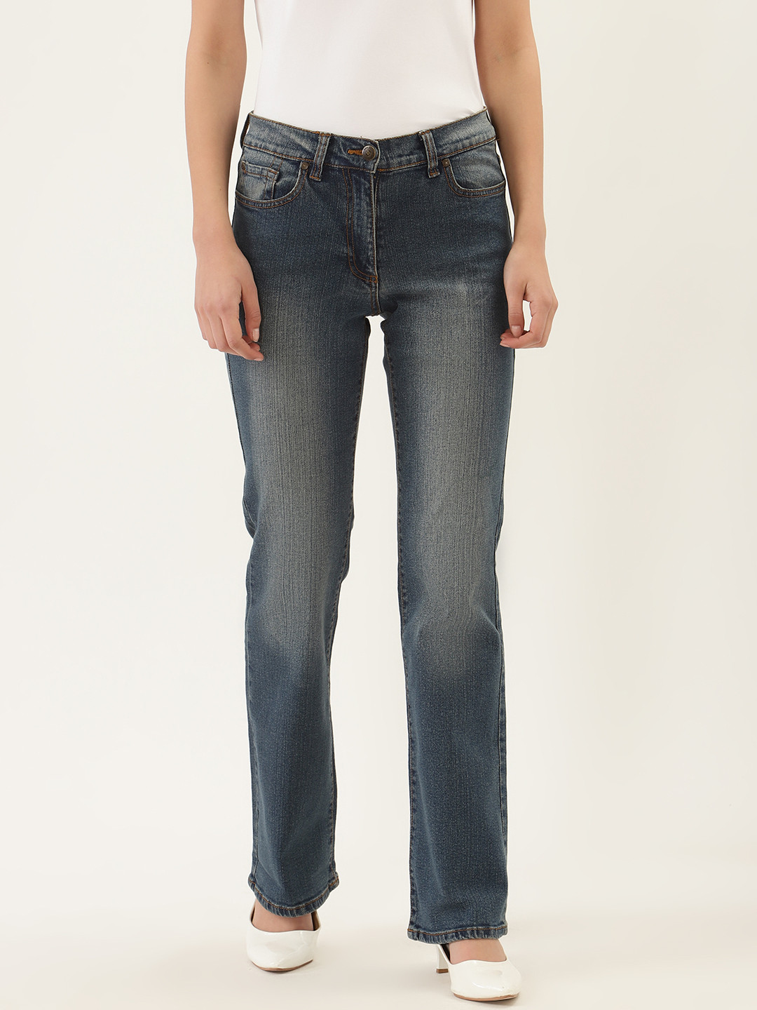 Buy Malachi Women Blue Bootcut High Rise Clean Look Stretchable Jeans ...