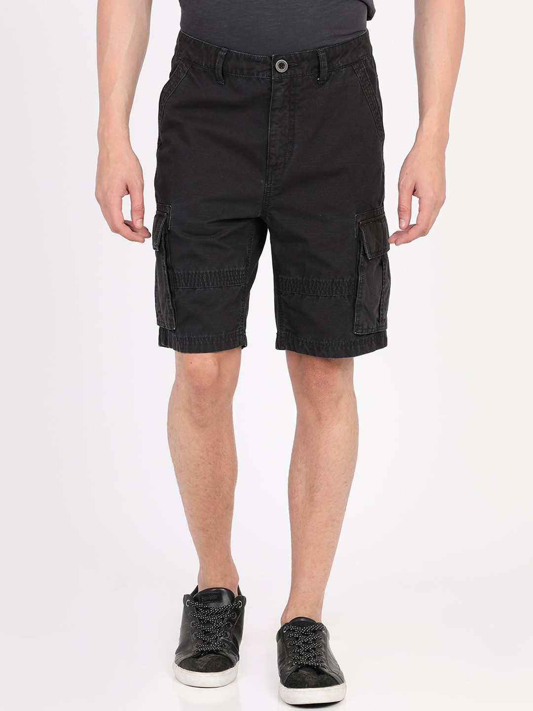 Buy Breakbounce Men Black Solid Regular Fit Cargo Shorts - Shorts for ...