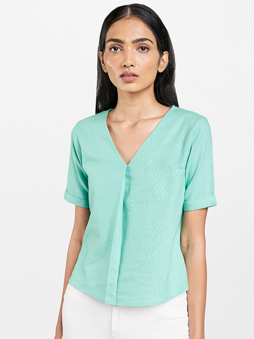 Buy AND Women Green Solid Top - Tops for Women 13422238 | Myntra